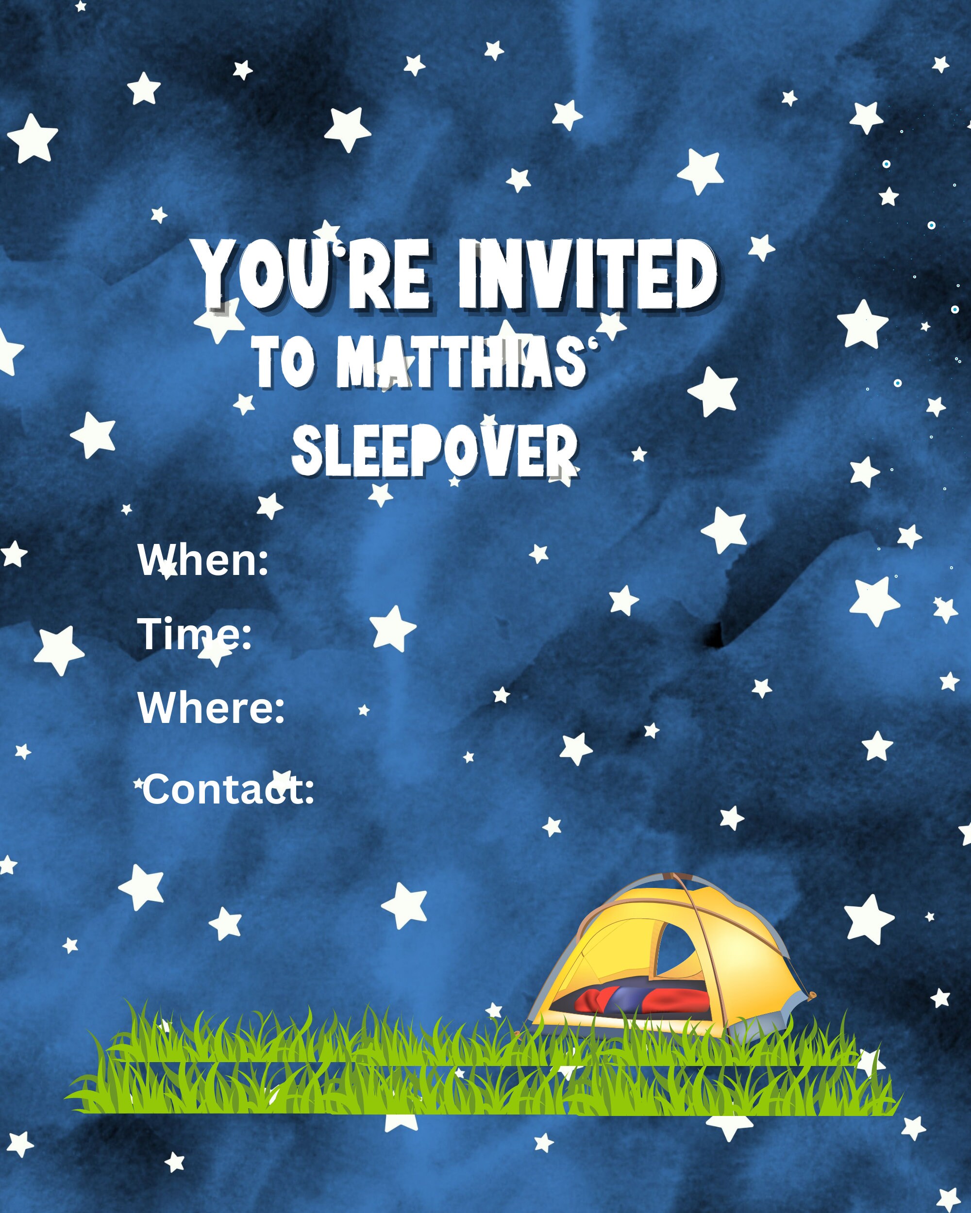 Editable Boys Birthday Sleepover Invitation Canva Template, Printable ...