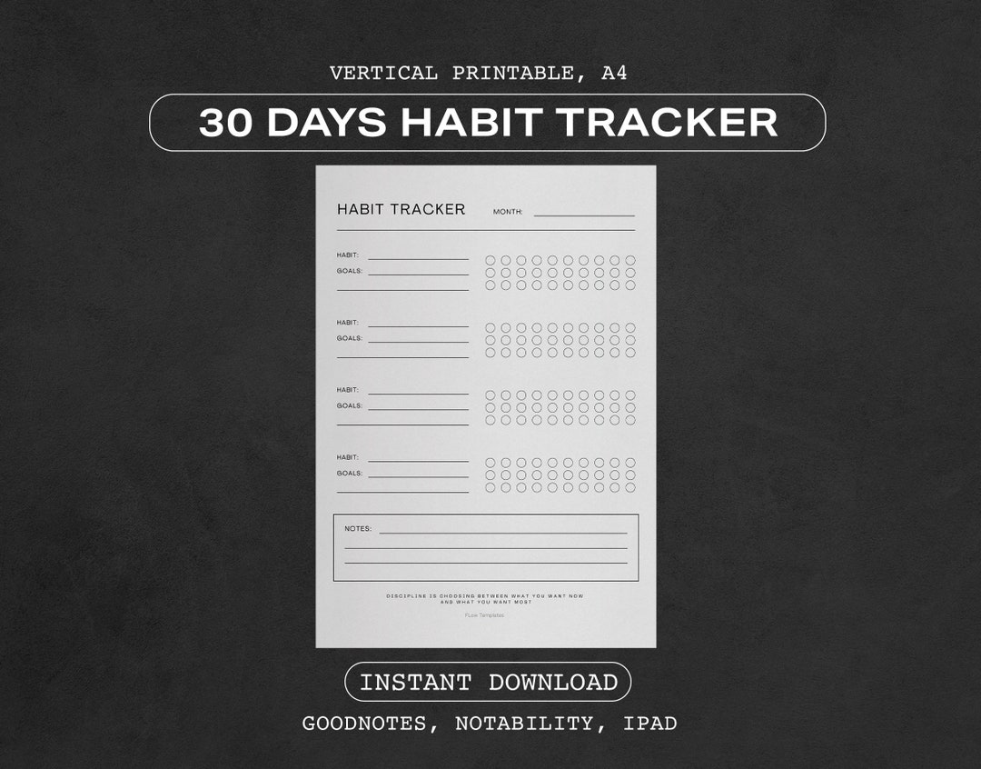 Monthly Habit Tracker Customizable Digital Planner Vertical - Etsy