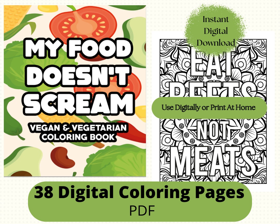 Vegan Coloring Book, Coloring Pages for Vegans, PDF File for Print at ...