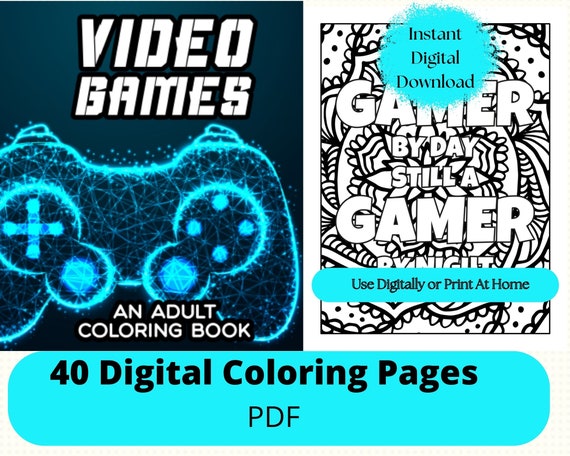 Gaming Coloring Book Coloring Pages for Gamer Video Game - Etsy