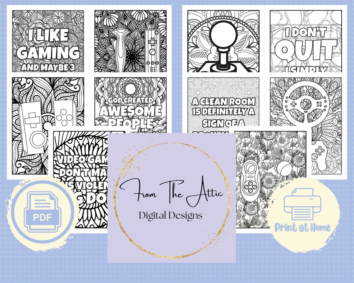 Gaming Coloring Book, Coloring Pages for Gamer, Video Game Coloring ...