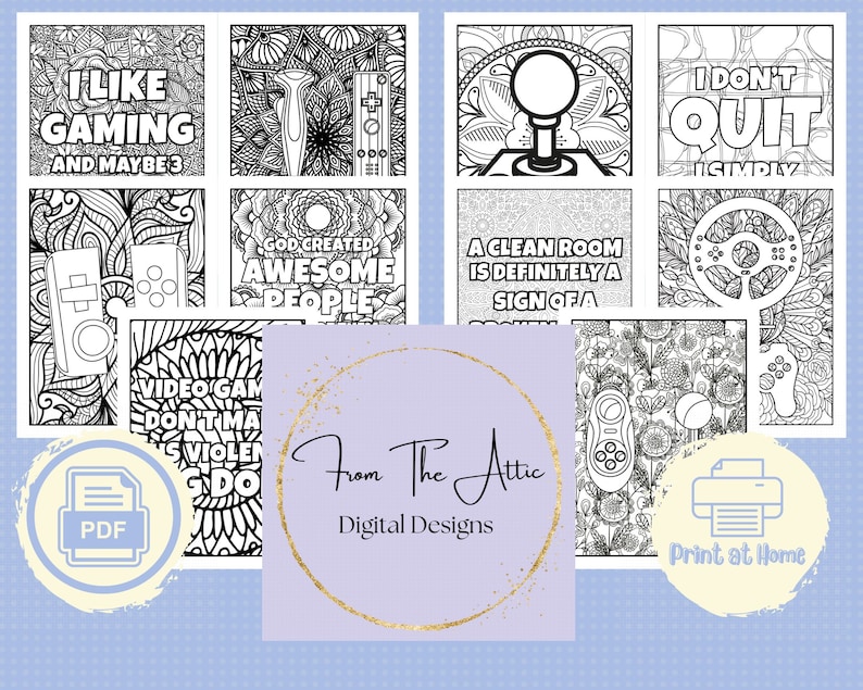 Gaming Coloring Book, Coloring Pages for Gamer, Video Game Coloring ...