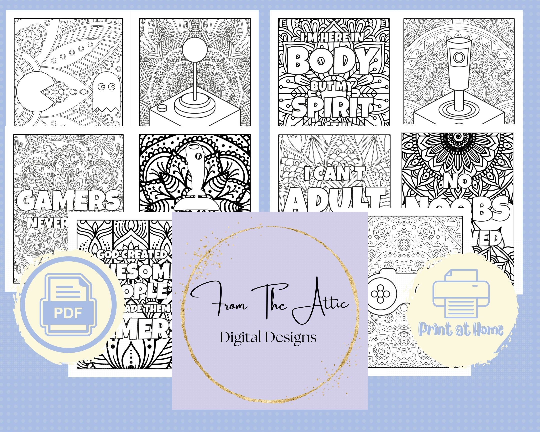 Gaming Coloring Book, Coloring Pages for Gamer, Video Game Coloring ...