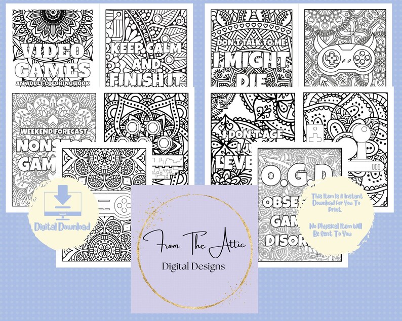 Gaming Coloring Book, Coloring Pages for Gamer, Video Game Coloring ...