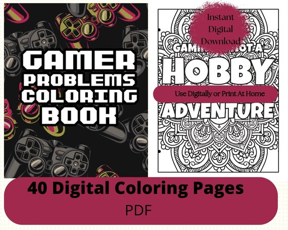 Gaming Coloring Book Coloring Pages for Gamer Video Game - Etsy