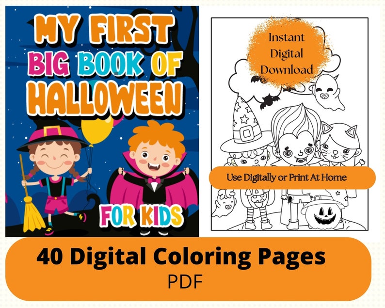 Hallowen Coloring Book, Coloring Pages for Kids, PDF File for Print at ...