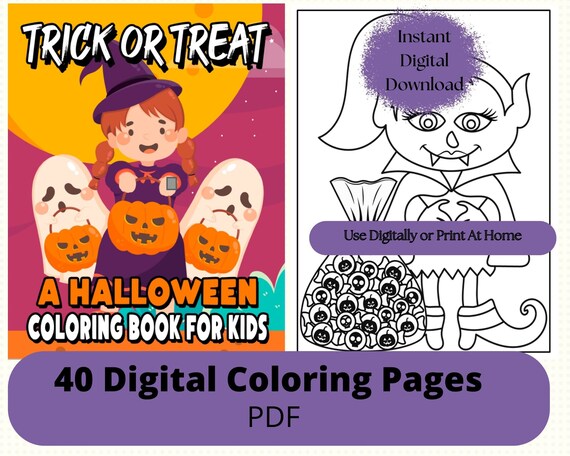 Hallowen Coloring Book Coloring Pages for Kids PDF File for - Etsy