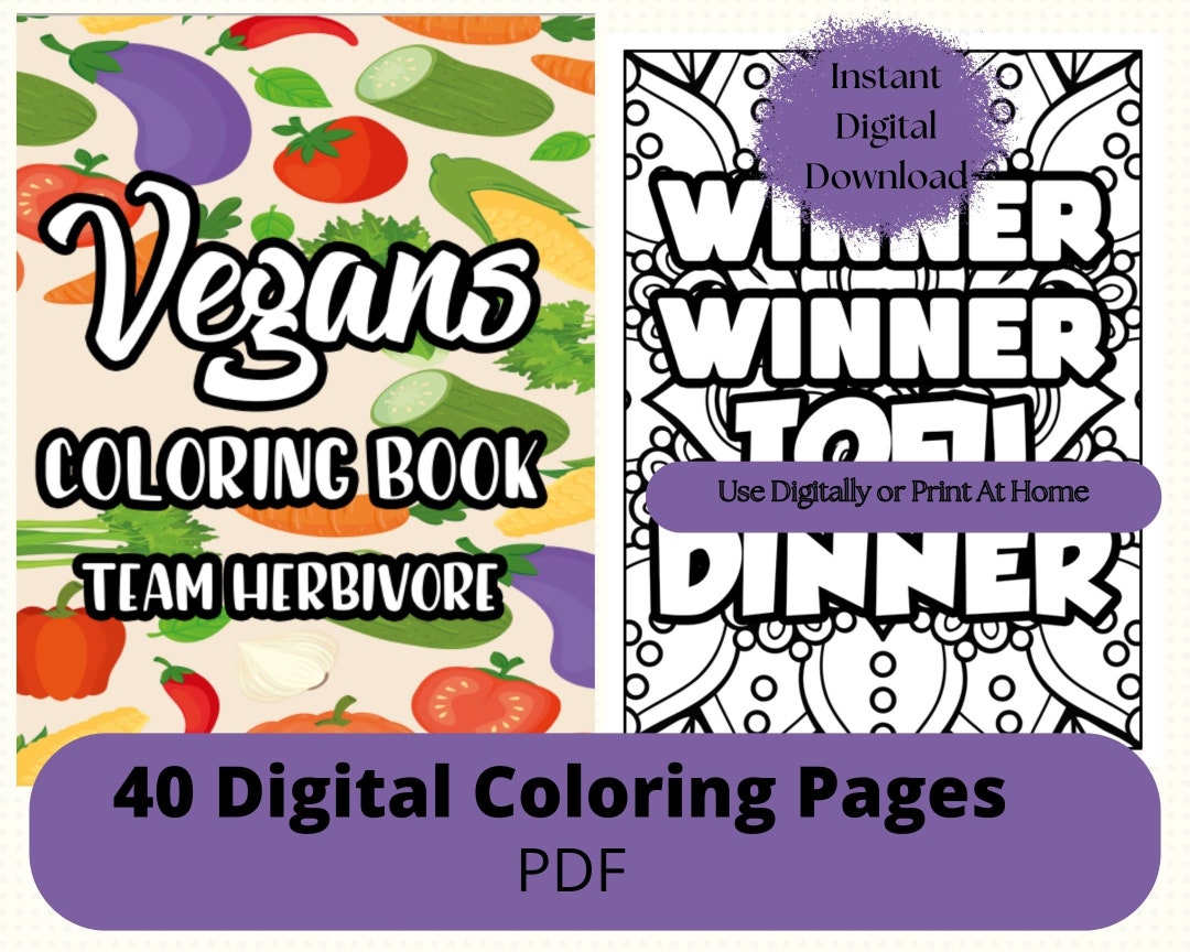 Vegan Coloring Book, Coloring Pages for Vegans, PDF File for Print at ...