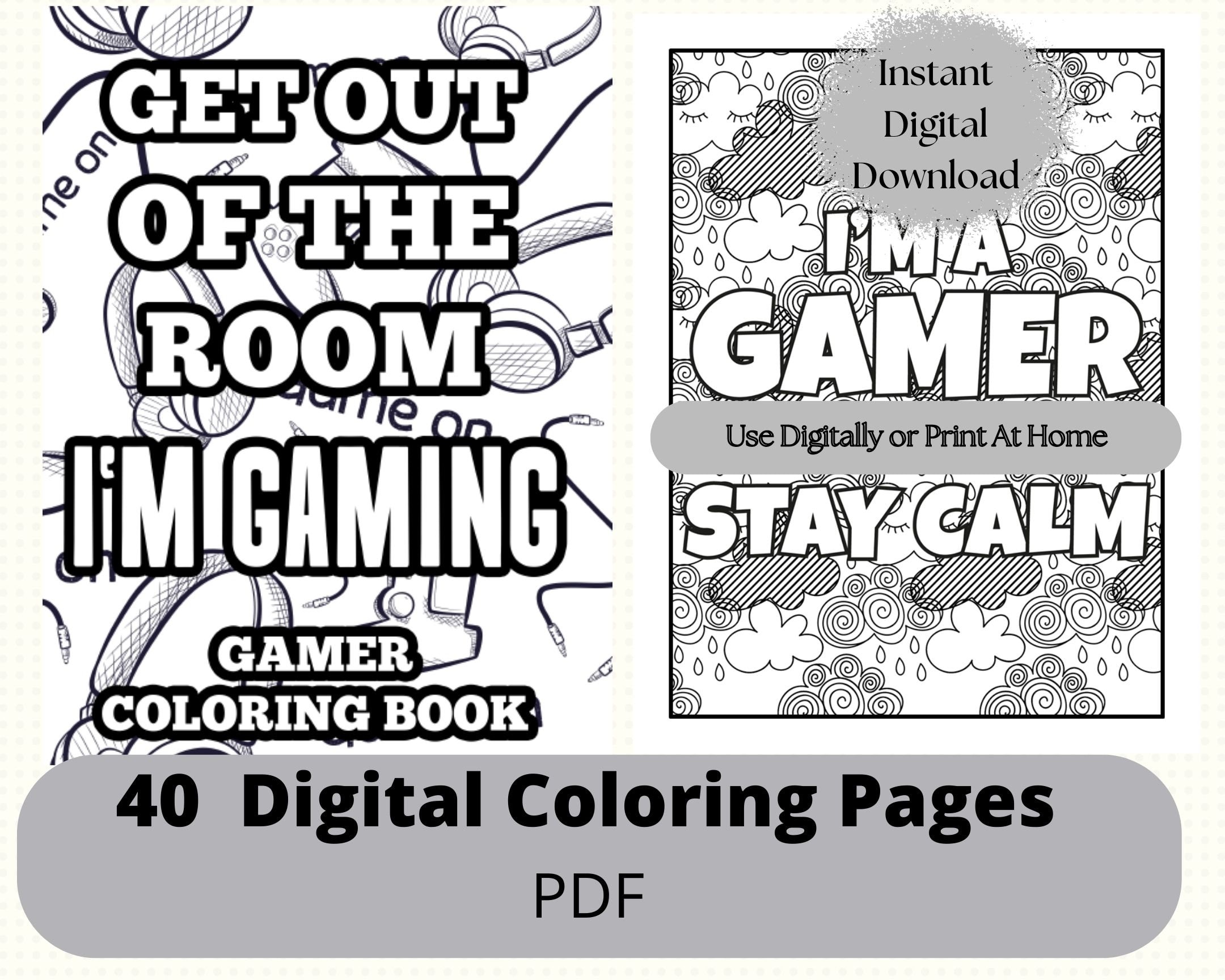Gaming Coloring Book, Coloring Pages for Gamer, Video Game Coloring ...