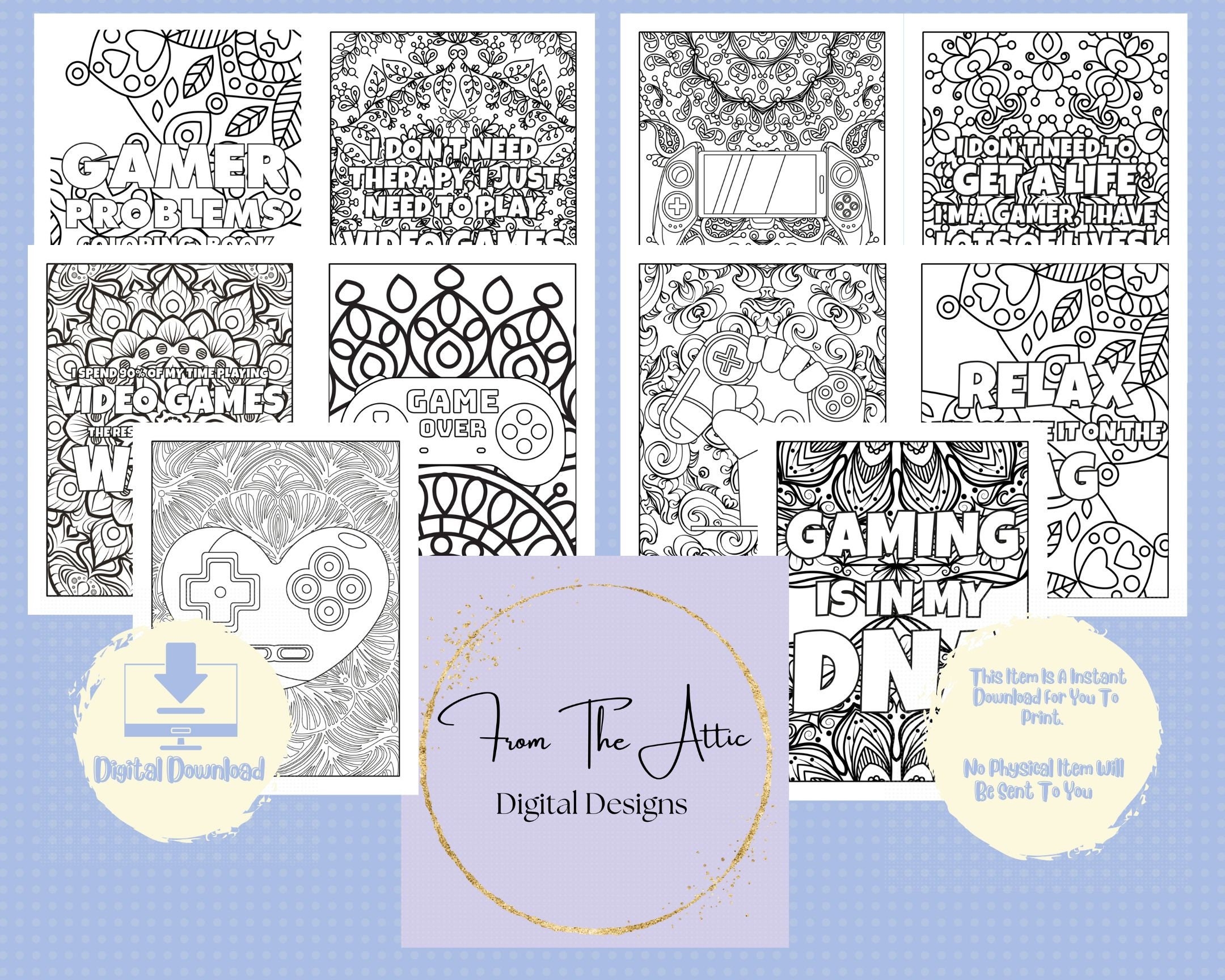 Gaming Coloring Book, Coloring Pages for Gamer, Video Game Coloring ...