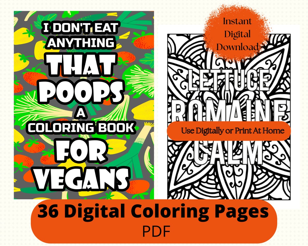 Vegan Coloring Book, Coloring Pages for Vegans, PDF File for Print at ...