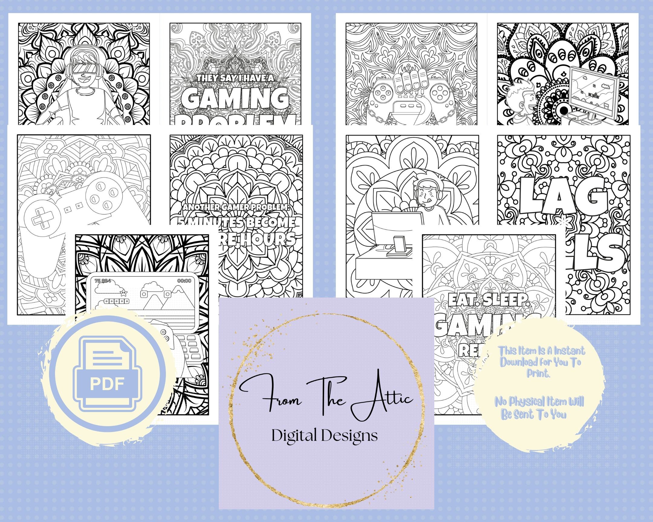 Gaming Coloring Book, Coloring Pages for Gamer, Video Game Coloring ...