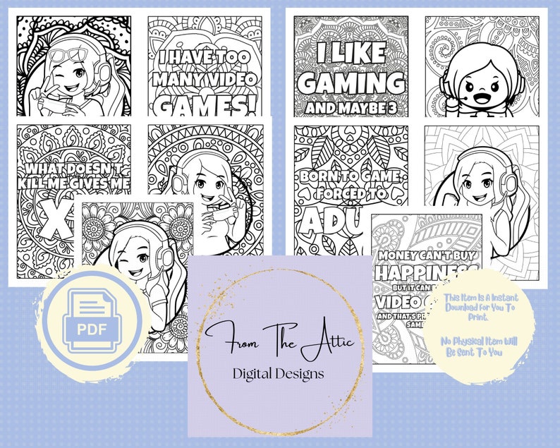 Gaming Coloring Book, Coloring Pages for Gamer, Video Game Coloring ...