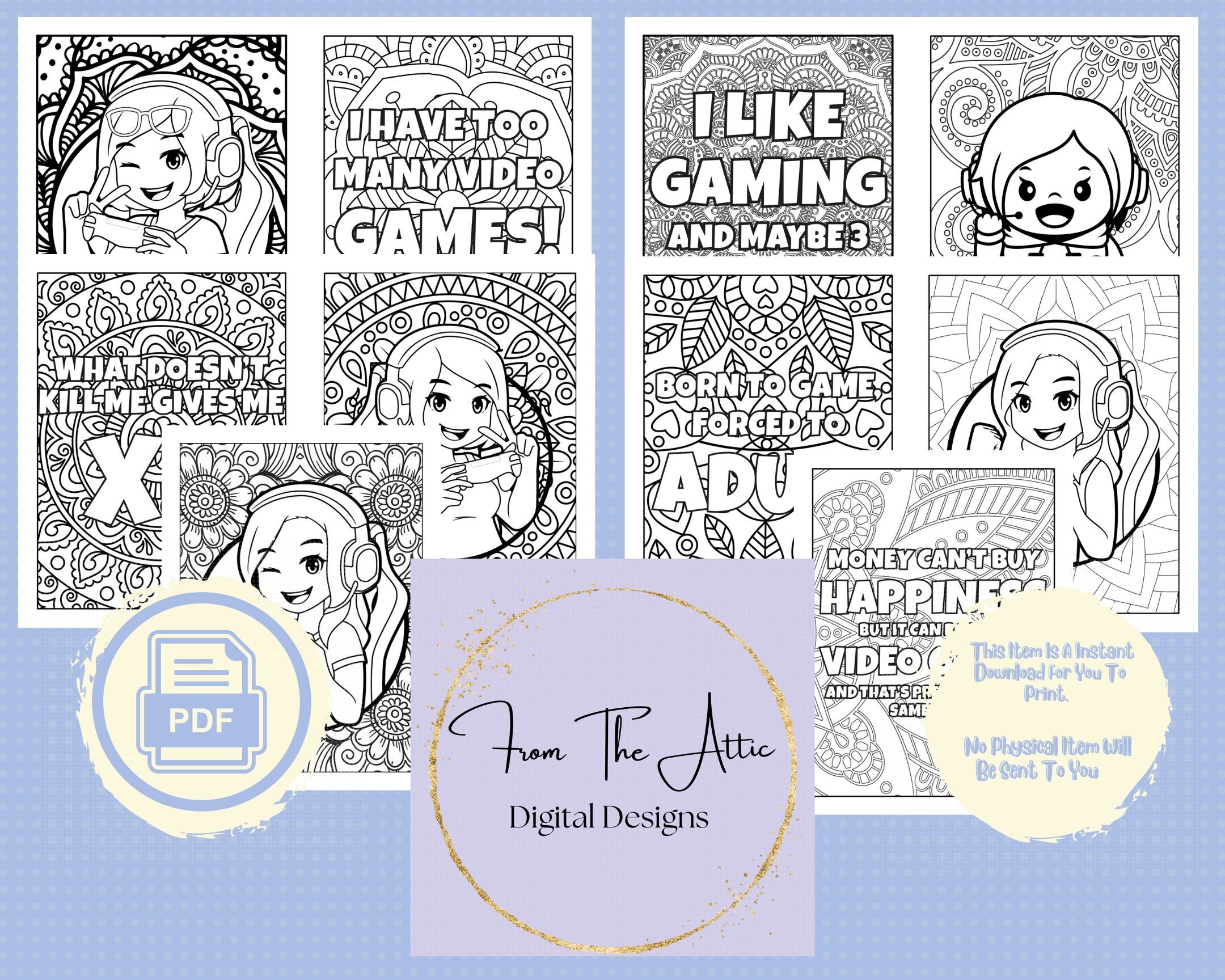 Gaming Coloring Book, Coloring Pages for Gamer, Video Game Coloring ...