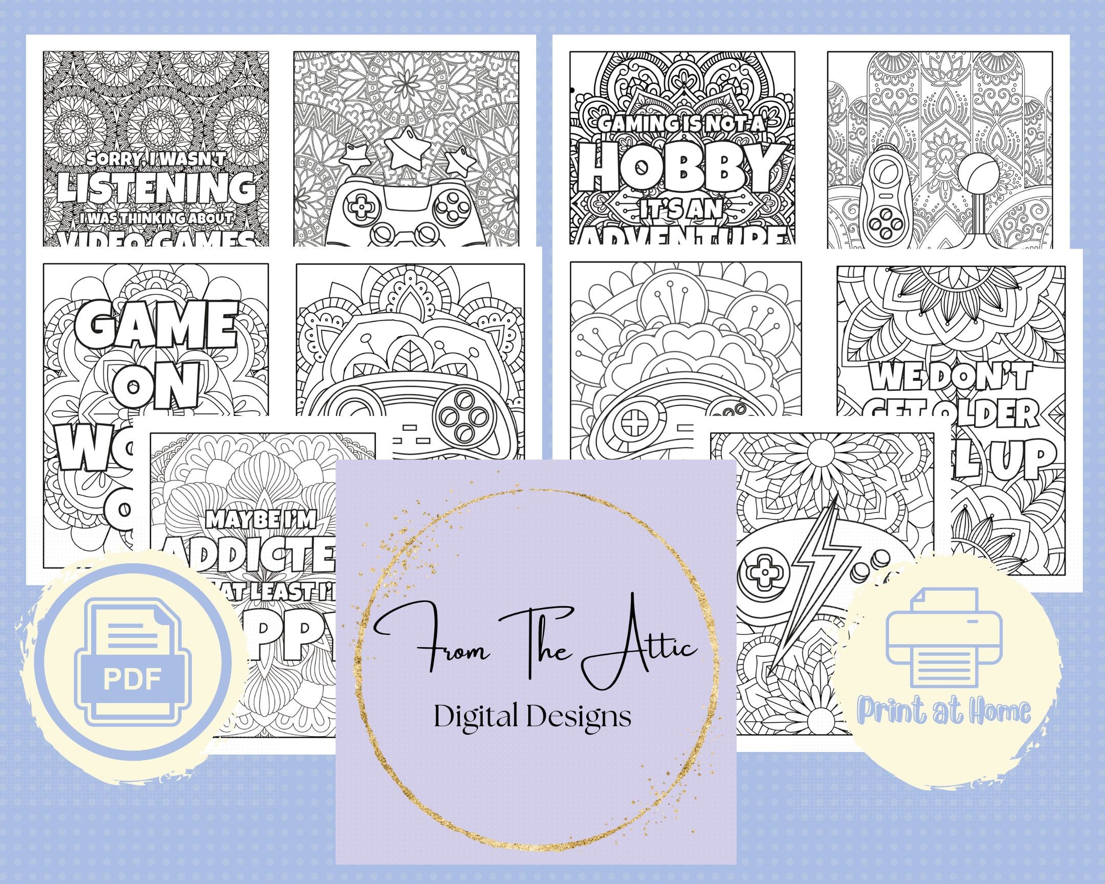 Gaming Coloring Book, Coloring Pages for Gamer, Video Game Coloring ...