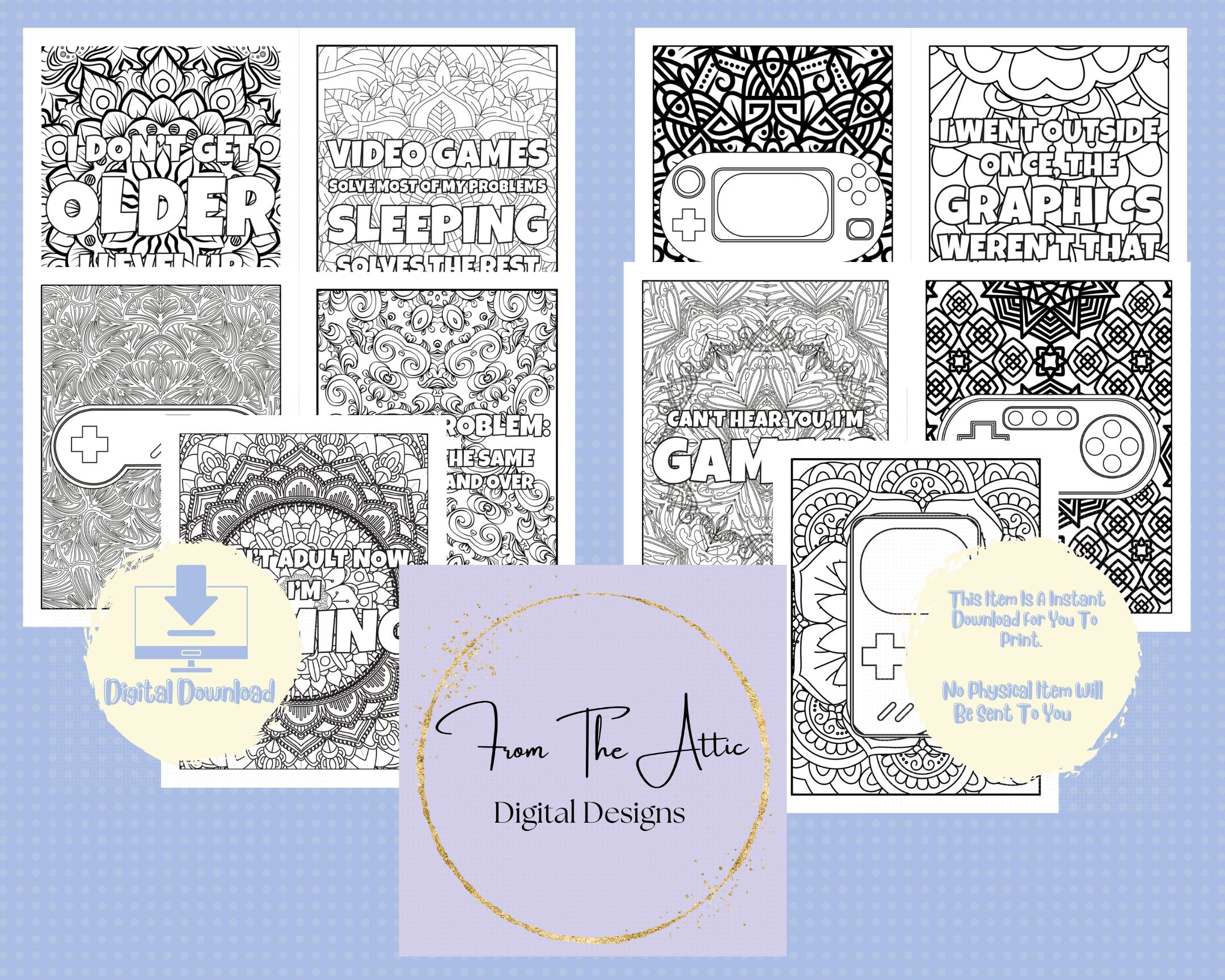 Gaming Coloring Book Coloring Pages for Gamer Video Game - Etsy