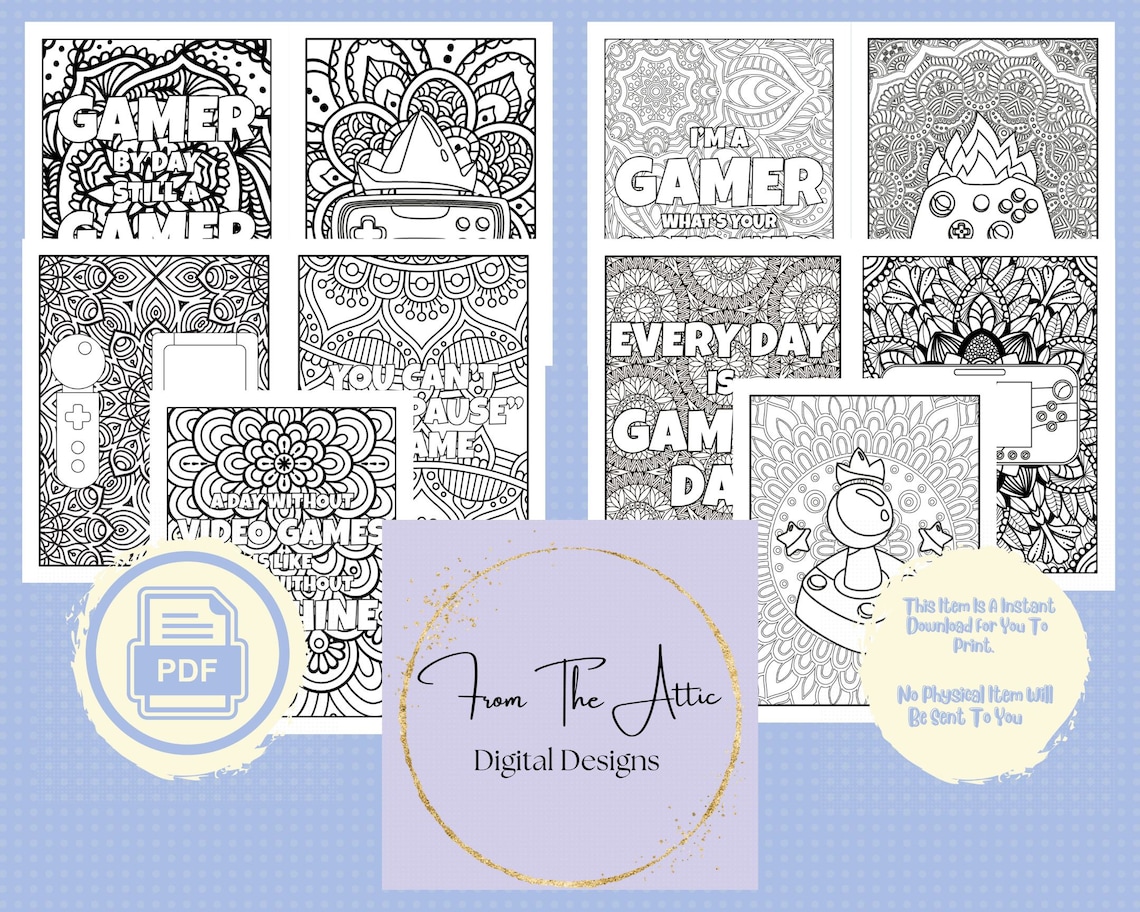 Gaming Coloring Book Coloring Pages for Gamer Video Game - Etsy