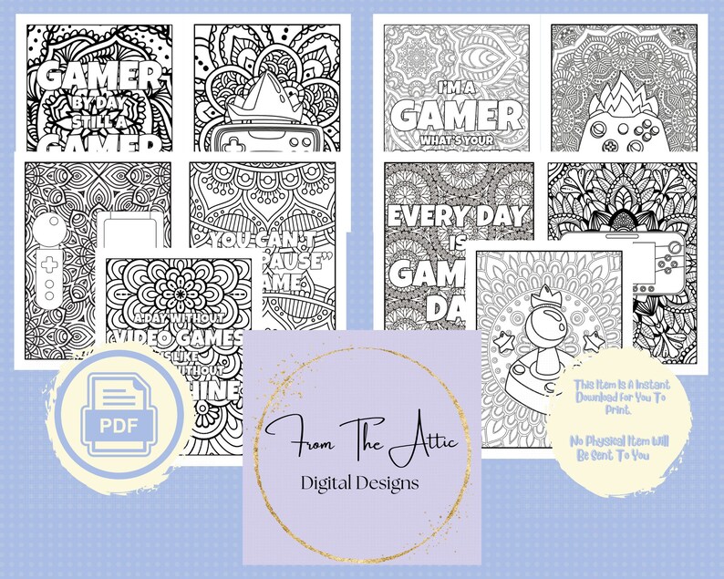Gaming Coloring Book, Coloring Pages for Gamer, Video Game Coloring ...