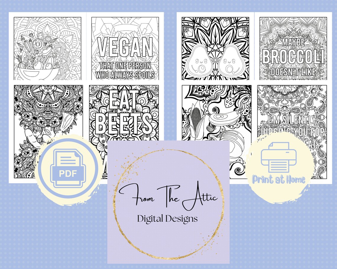Vegan Coloring Book Coloring Pages for Vegans PDF File for - Etsy