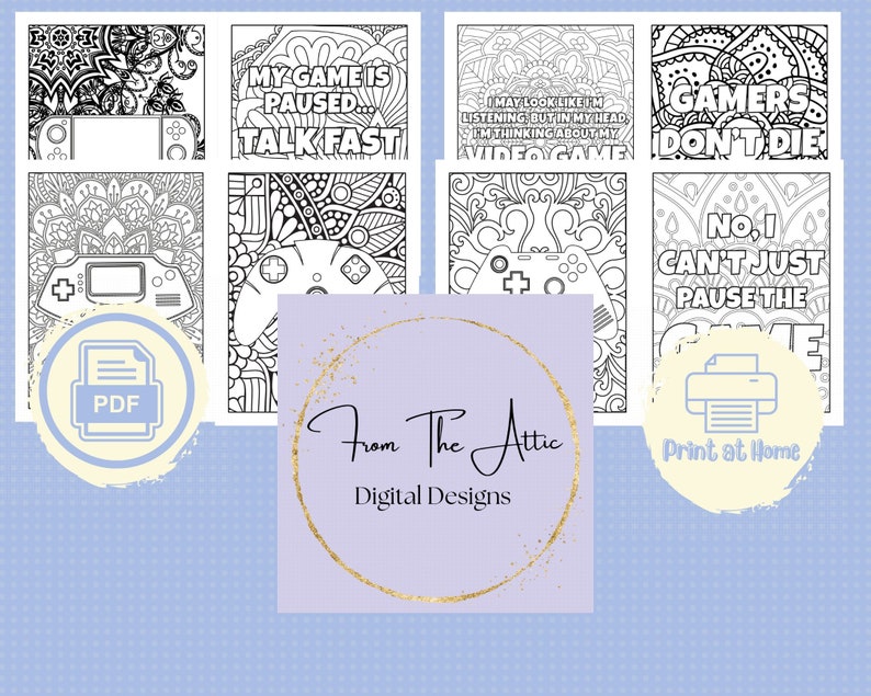 Gaming Coloring Book, Coloring Pages for Gamer, Video Game Coloring ...