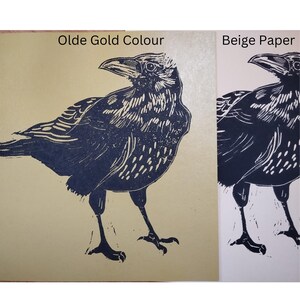 Raven Linocut, Handmade Artwork Crow, Gothic Bird, Raven Block Print ...