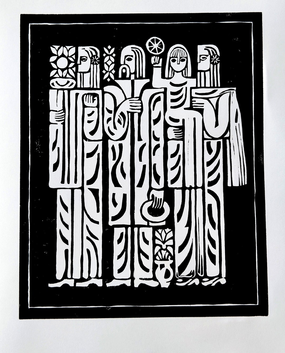 The Gift Bearers a Linocut Artwork - Etsy
