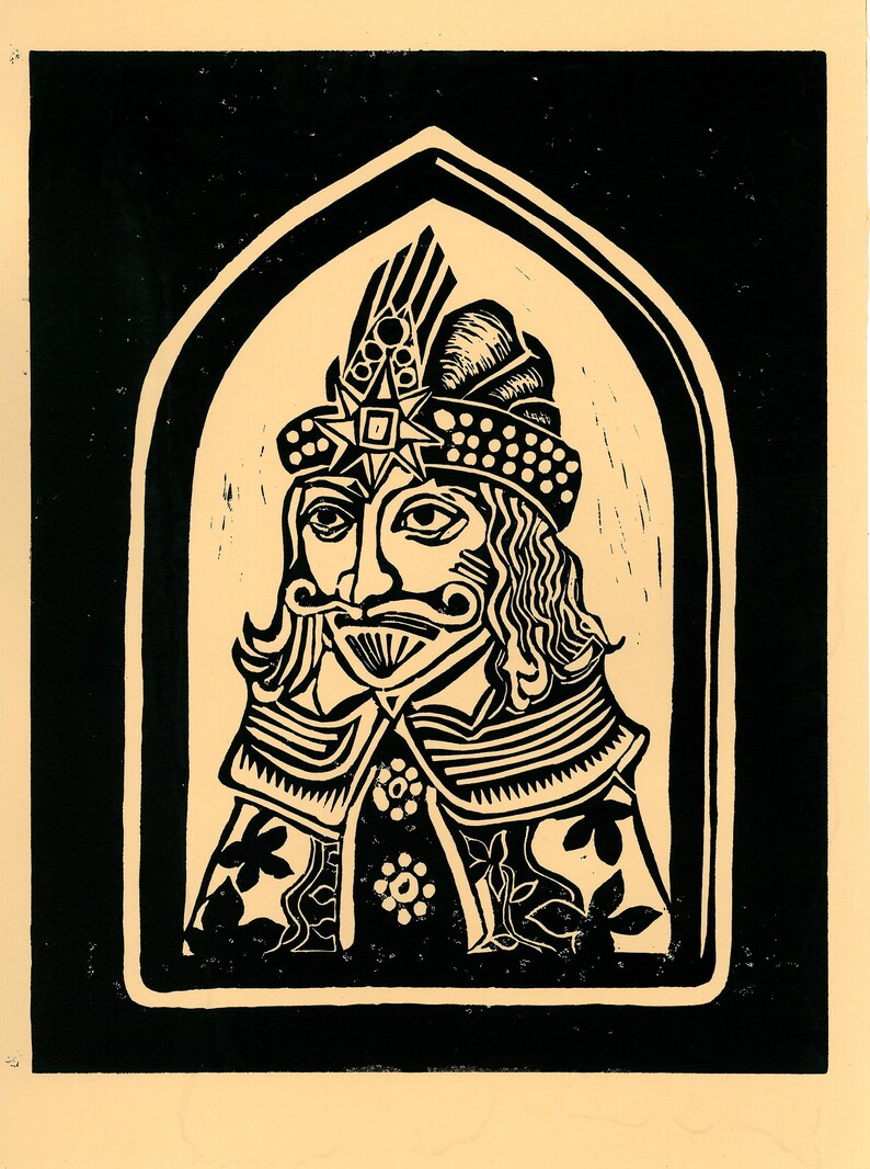 Vlad Tepes, Dracula (vlad the Impaler) Linocut Art. Hand Carved ...