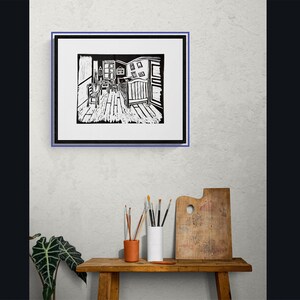 Van Gogh Linocut Artwork. Hand Carved Block Print, Based on Famous Van ...