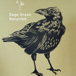 Raven Linocut, Handmade Artwork Crow, Gothic Bird, Raven Block Print ...