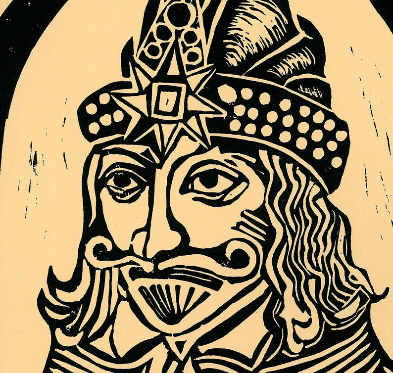 Vlad Tepes, Dracula (vlad the Impaler) Linocut Art. Hand Carved ...