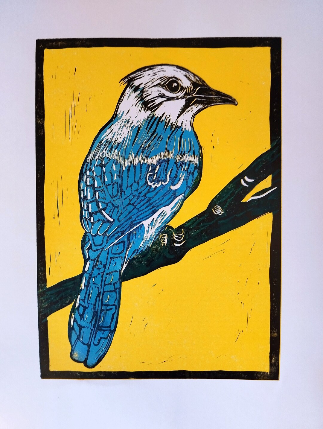 Handmade Linocut Blue Jay Print, NOT AI, Limited Edition Bird Art - Etsy