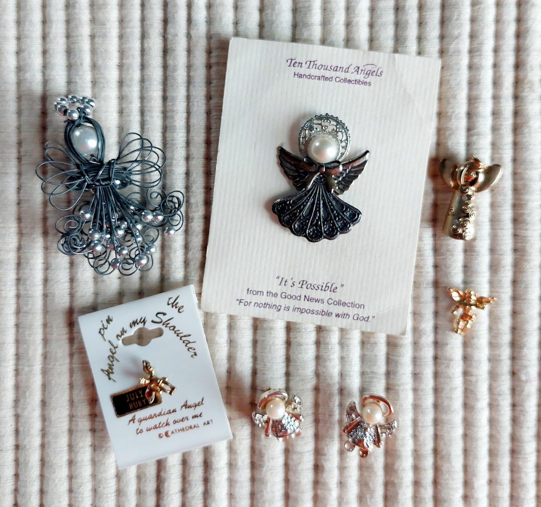 Vintage Lot of 6 Angel Pins and Angel Ornament - Etsy