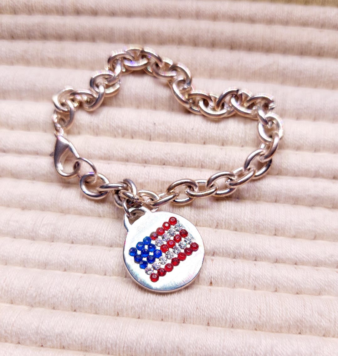 Vintage American Flag Chain Bracelet - Etsy