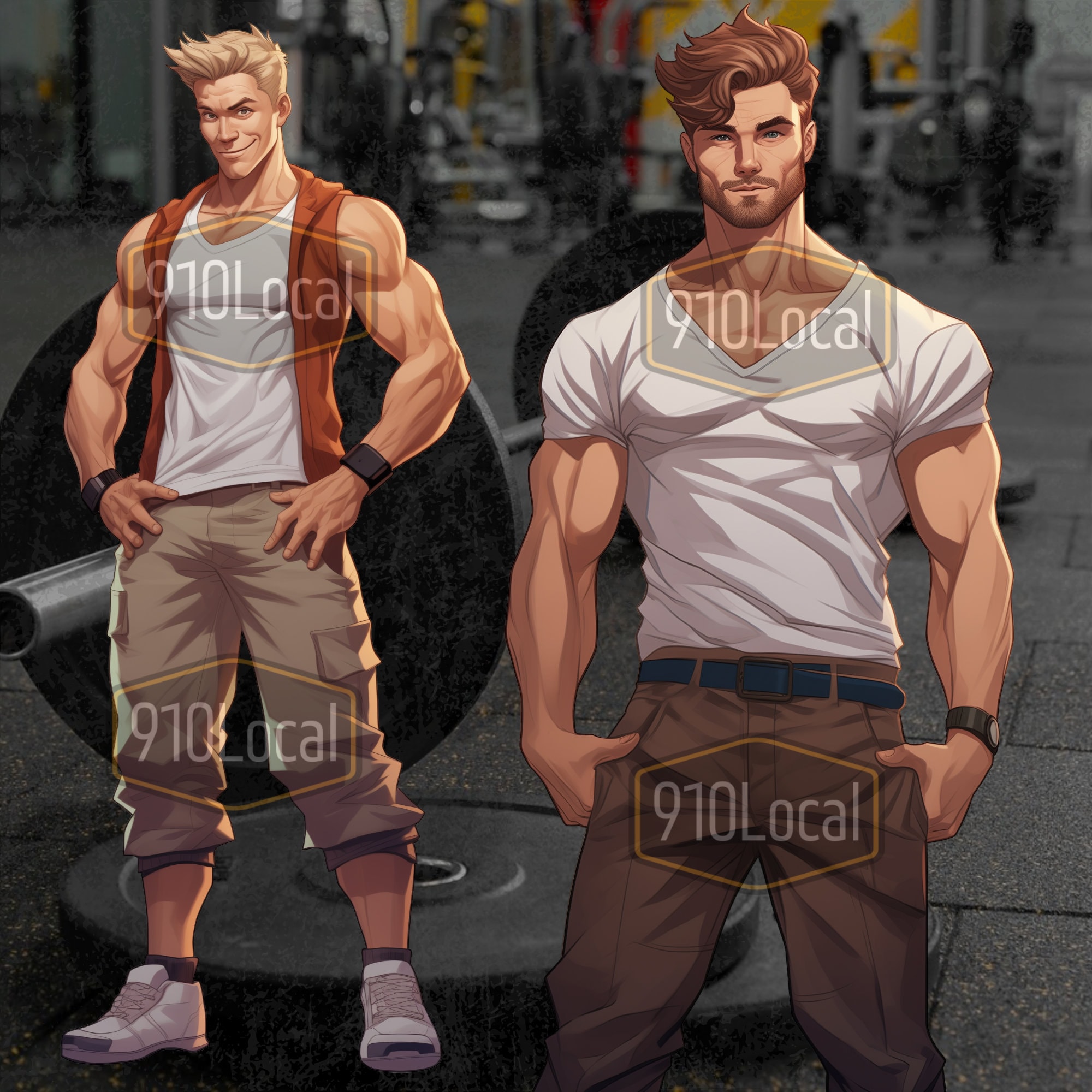 Male Fitness Cartoon Character Clipart 12 Fitness Character - Etsy