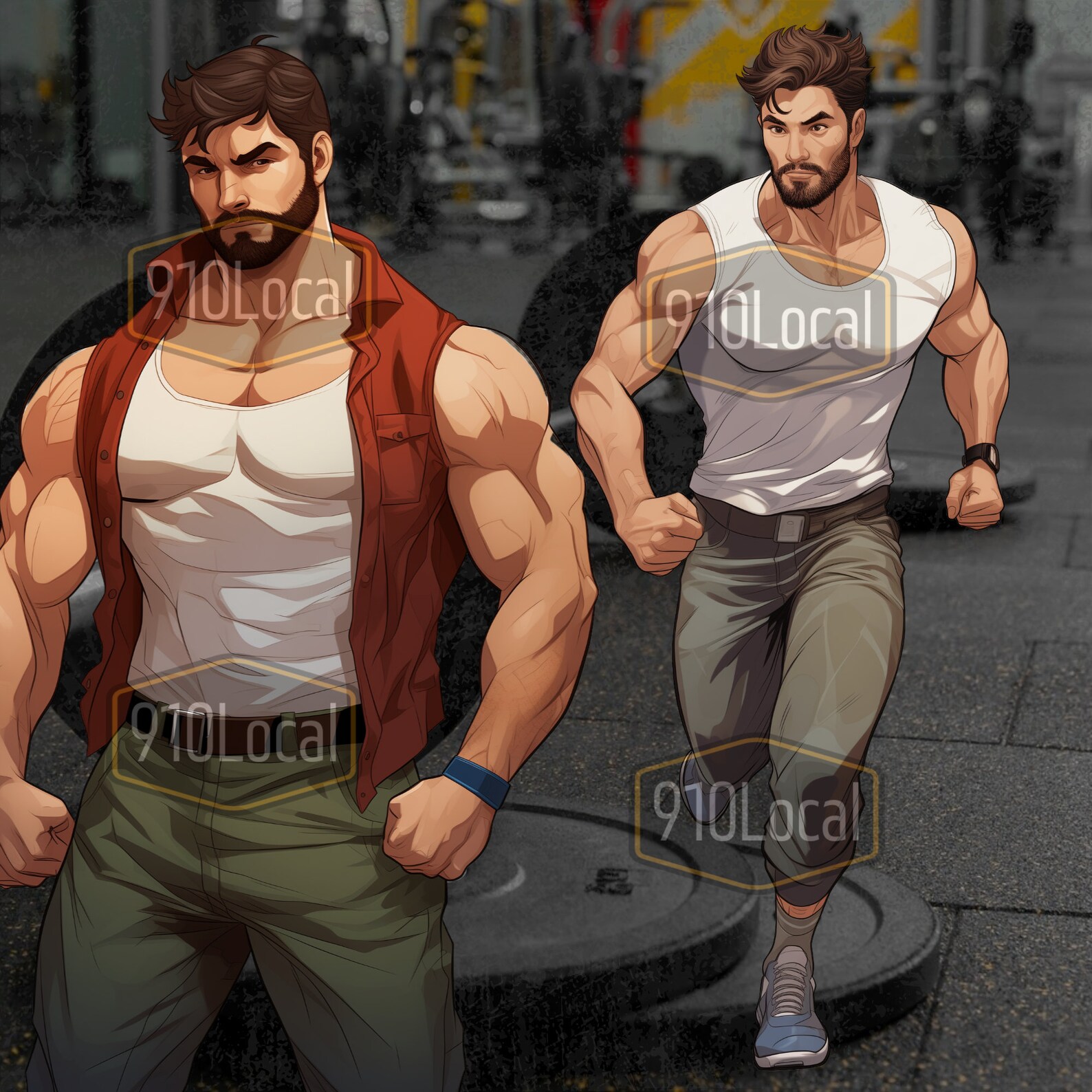 Male Fitness Cartoon Character Clipart 12 Fitness Character - Etsy