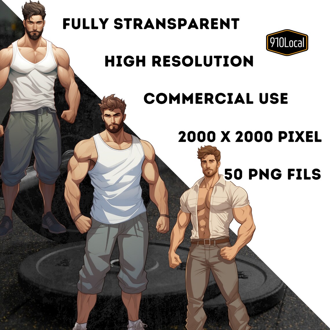 Male Fitness Cartoon Character Clipart 12 Fitness Character - Etsy