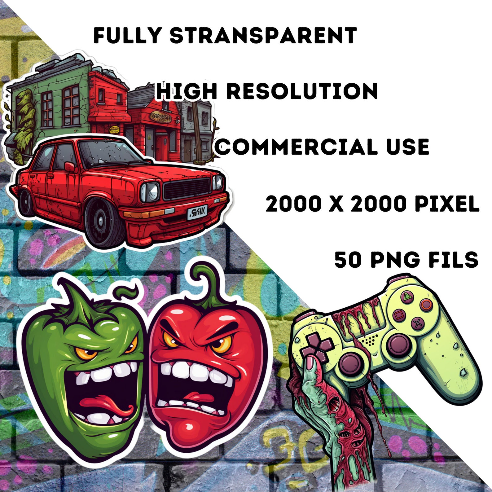 Graffiti Art Style Clipart Bundle 50 Design Graffiti Street Style ...