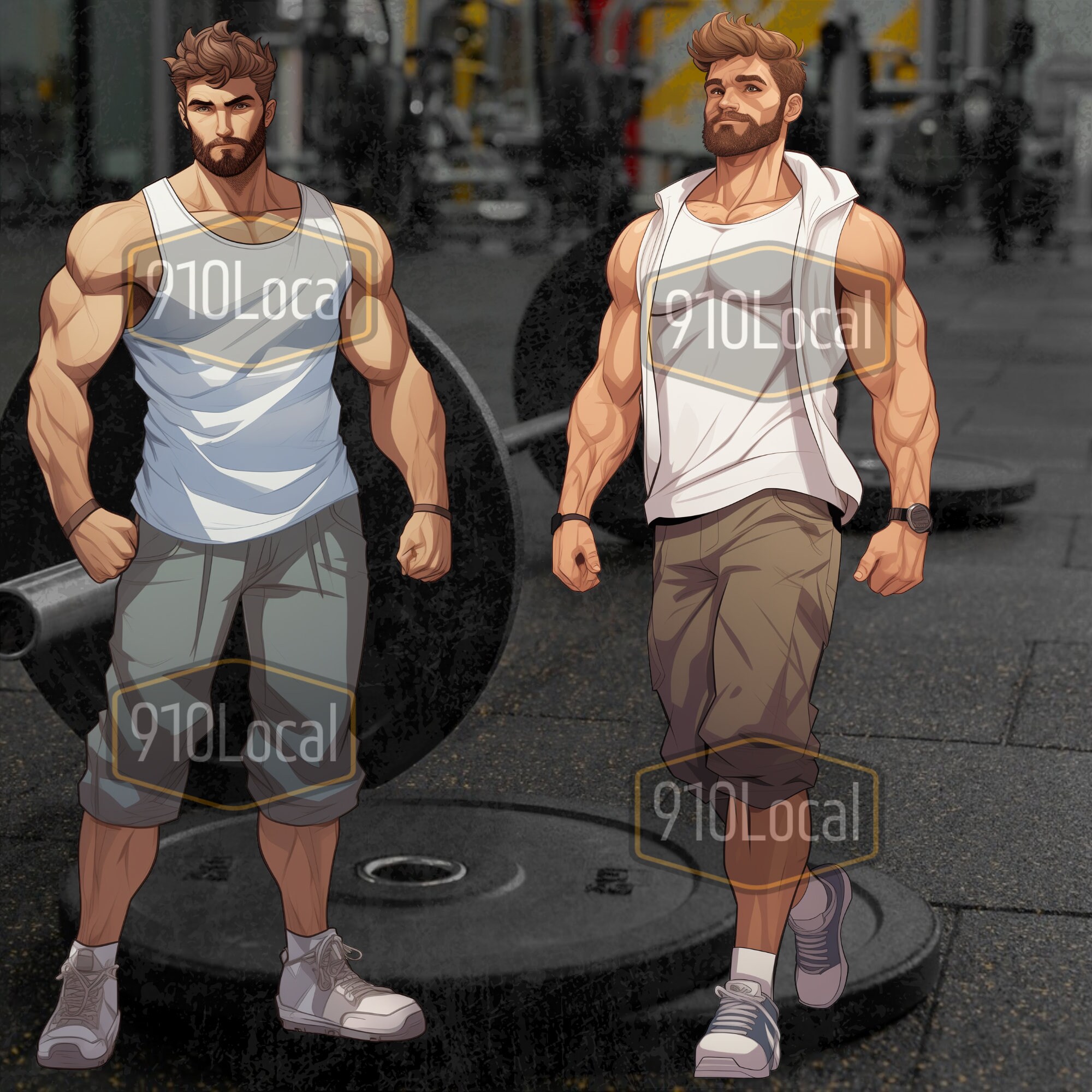 Male Fitness Cartoon Character Clipart 12 Fitness Character - Etsy