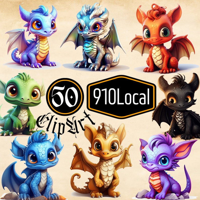 Magical Dragons & Fantasy Clipart 50 Cute and Colorful Animal Clipart ...