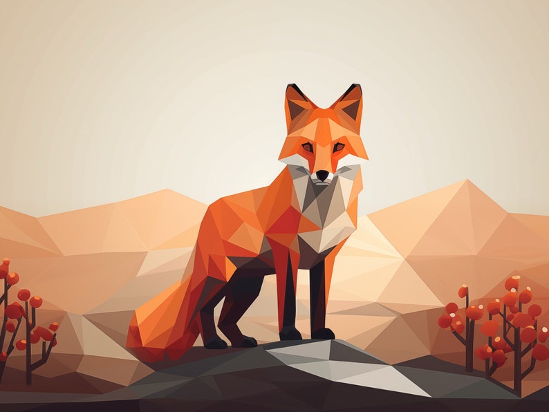 Red Fox Puzzle Geometric Art Style Jigsaw Puzzle Art Lover Puzzle Gift ...