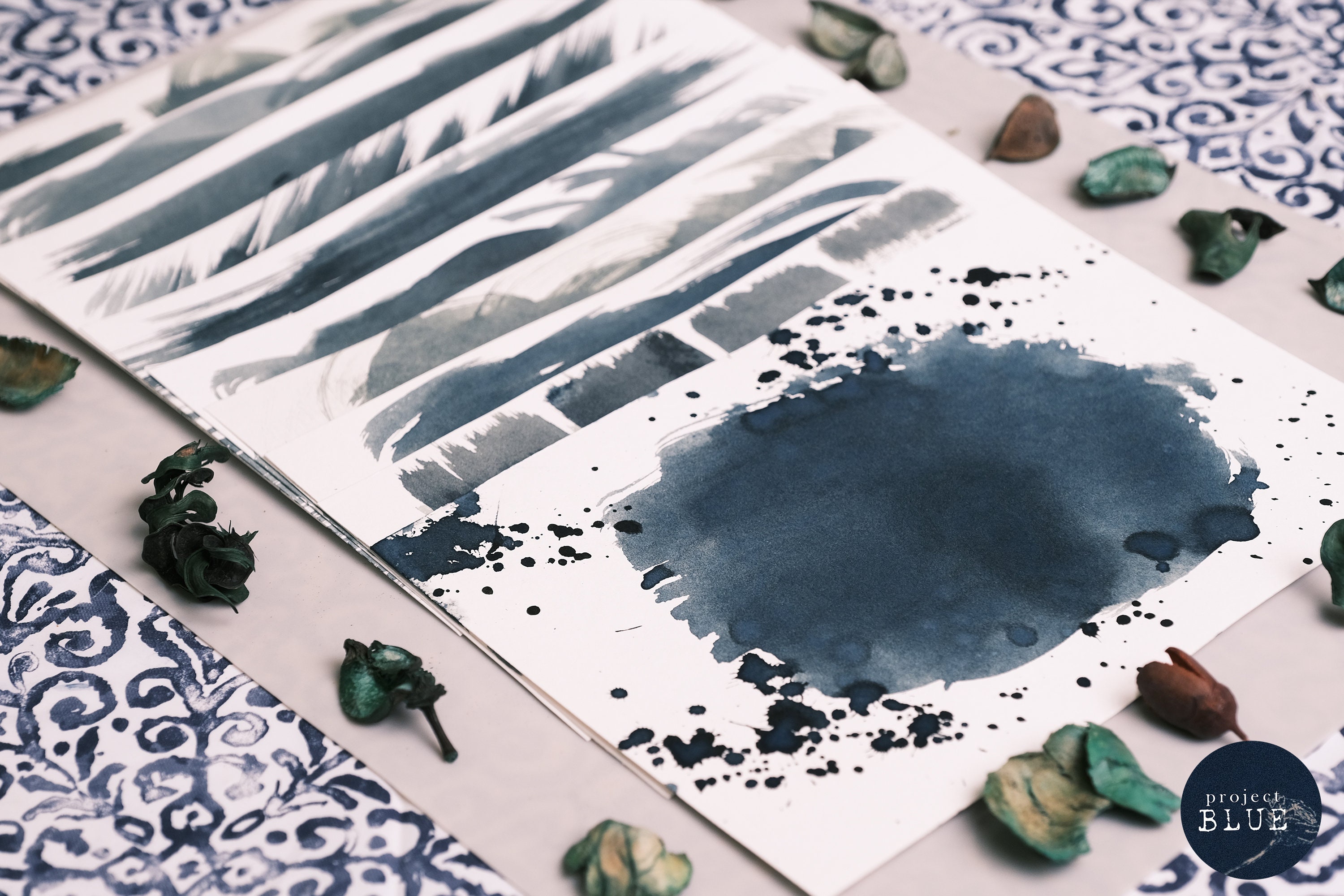 Carni. Plants Stencils With Ready-to-use 10 Pcs A5 Painted Cyanotype Paper Assorted Brush ...