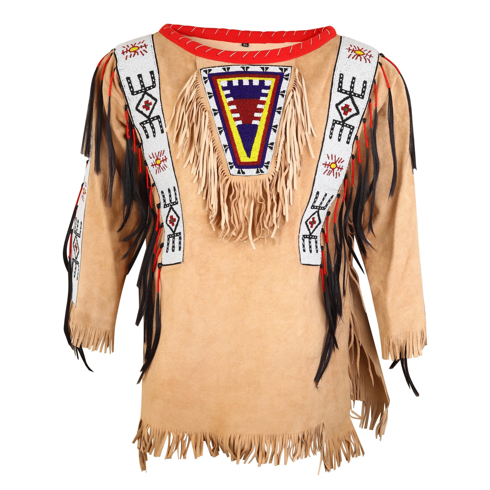 Native American Western Wear Suede Leather Jacket Fringes & Beads Work ...