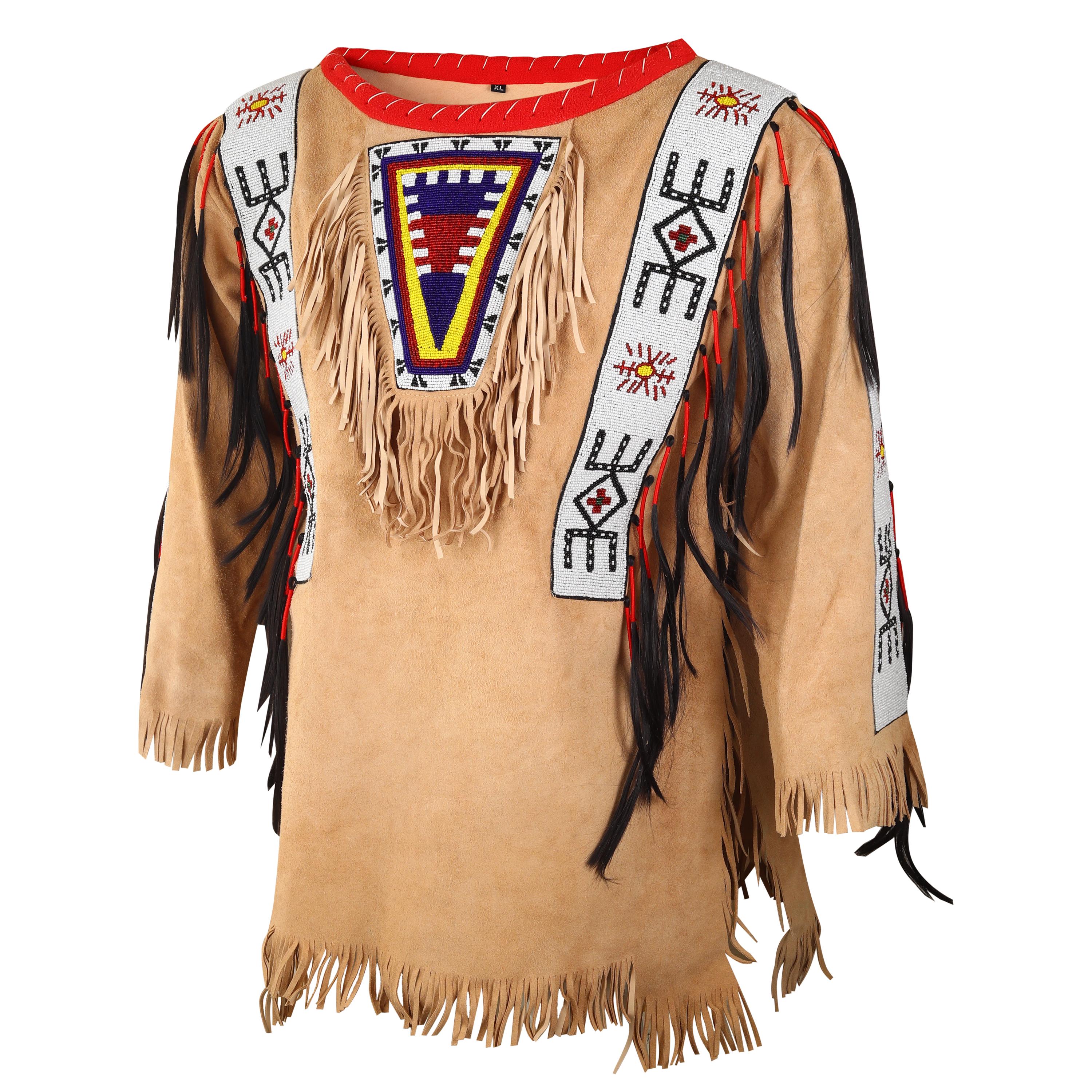 Native American Western Wear Suede Leather Jacket Fringes & Beads Work ...