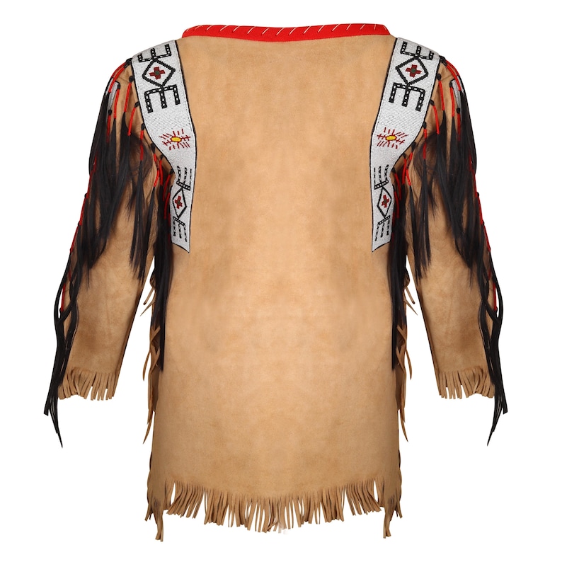 Native American Western Wear Suede Leather Jacket Fringes & Beads Work ...