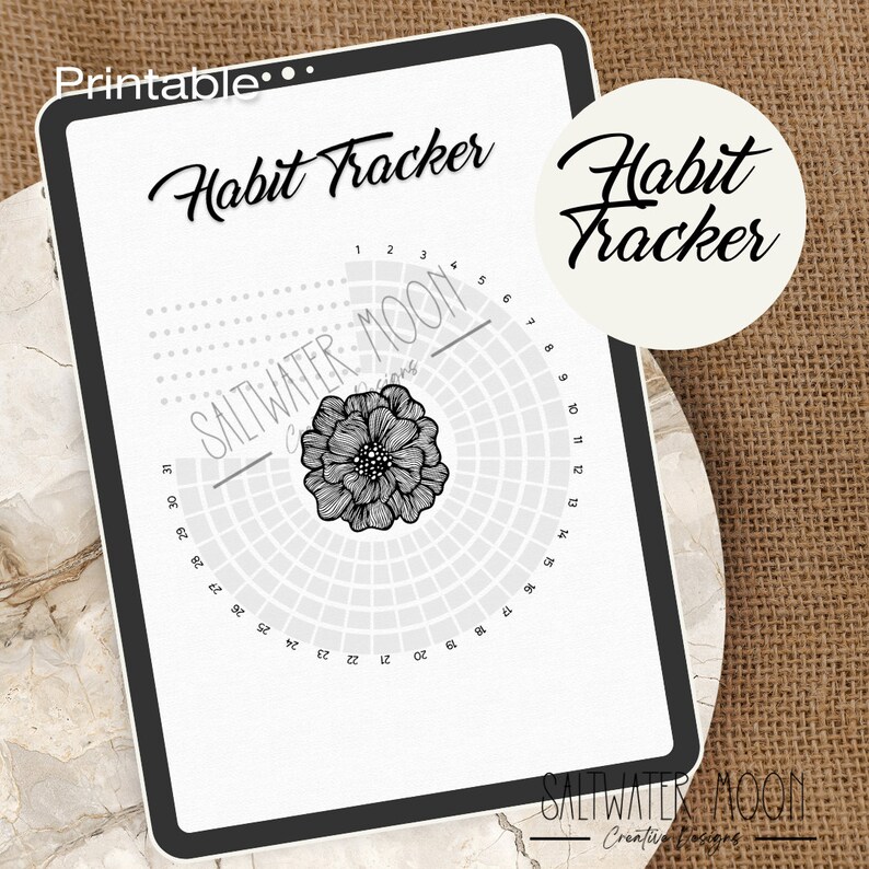 Monthly Habit Tracker Printable Landscape, Habit Tracker Template ...