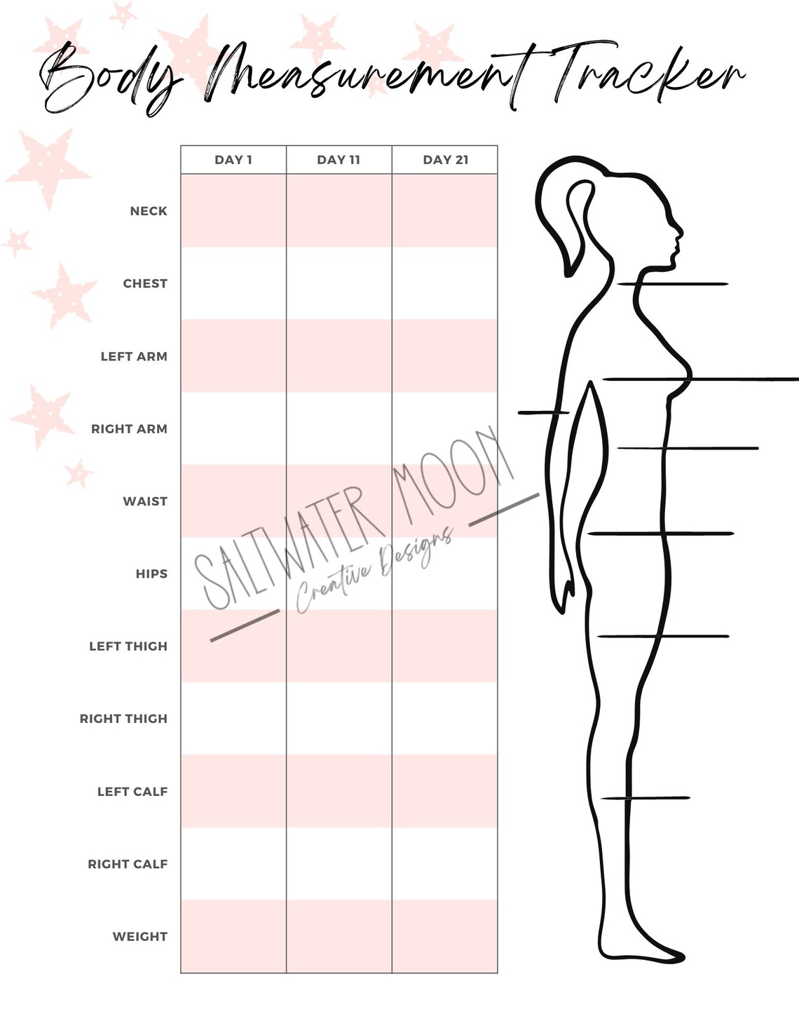 Body Measurement Tracker Weight Loss Tracker Printable Body - Etsy