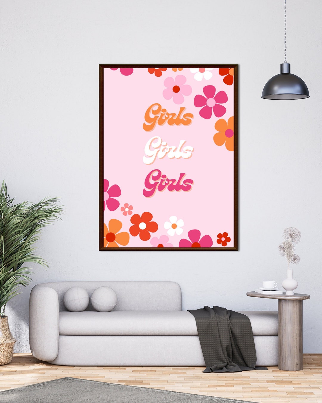 Subtle Lesbian LGBTQ Pride Flag Girls Girls Girls Retro Pink Orange ...