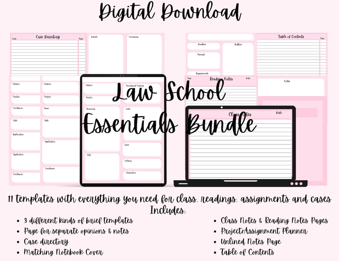 Printable Digital Template Student Notebook Law School Case Briefs ...