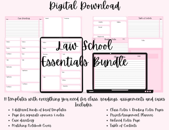Printable Digital Template Student Notebook Law School Case - Etsy