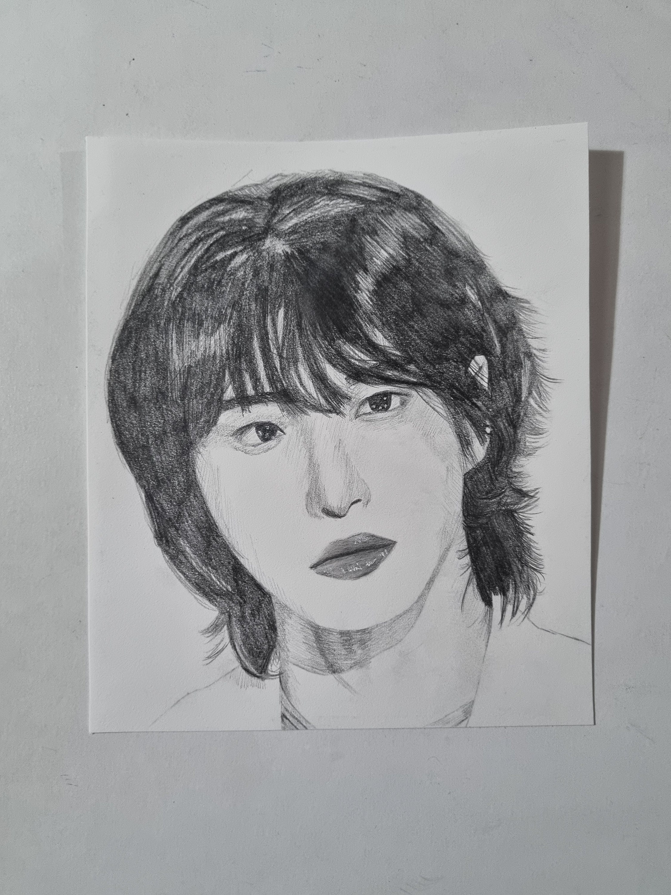 Park Seonghwa ATEEZ Pencil Drawing Sketch Original Artwork Kpop Gift ...